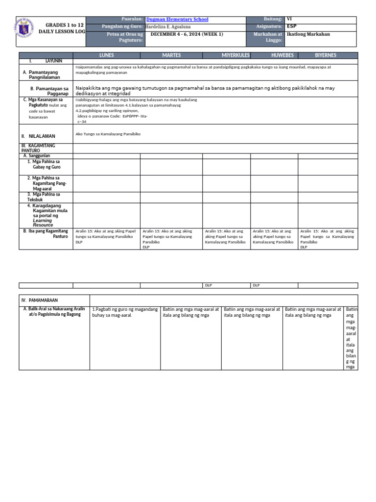 DLL_ESP 6_Q3_W1 | PDF