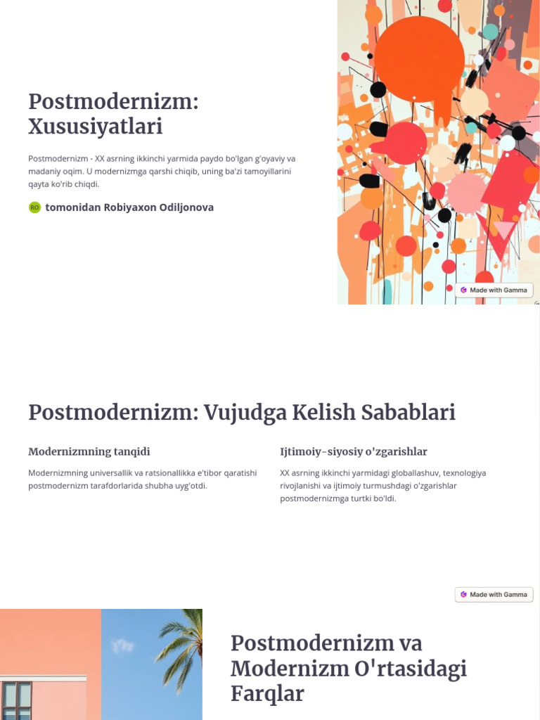 Postmodernizm Xususiyatlari | PDF