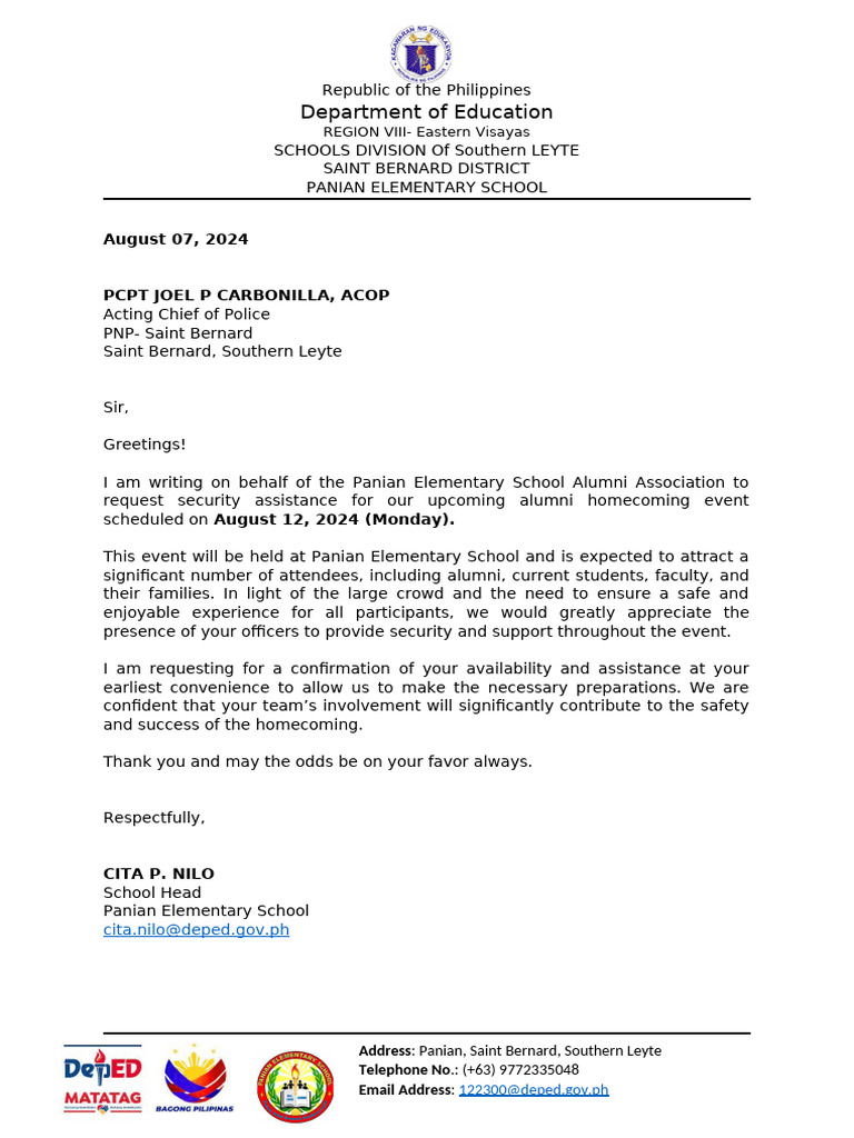 Pta Night Communication Letter | PDF