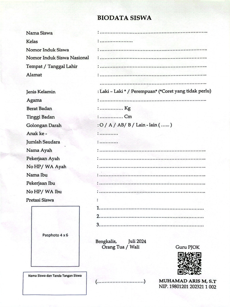 Biodata Siswa | PDF
