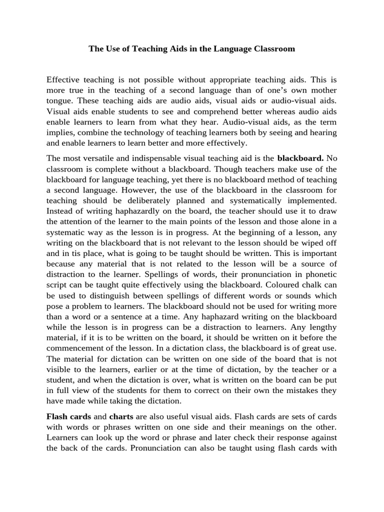The Use of Teaching Aids in The Language Classroom | PDF | Teachers ...