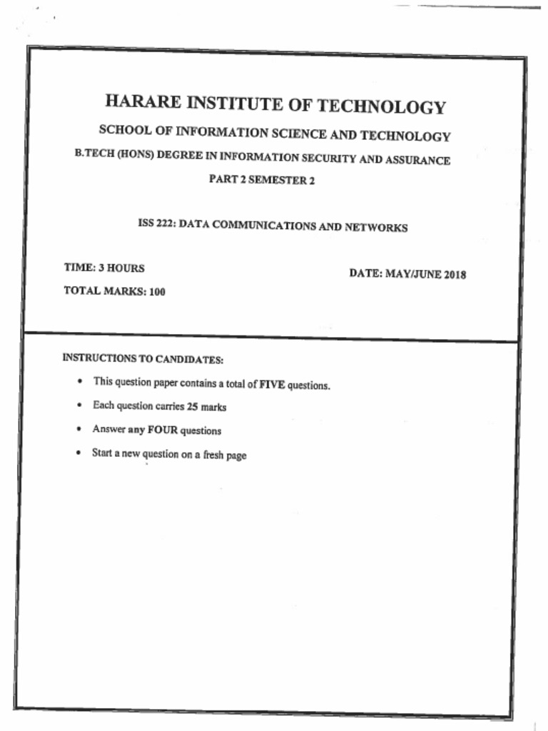 Data Communications and Networks ISA ISS 222 MAYJUNE 2018 | PDF