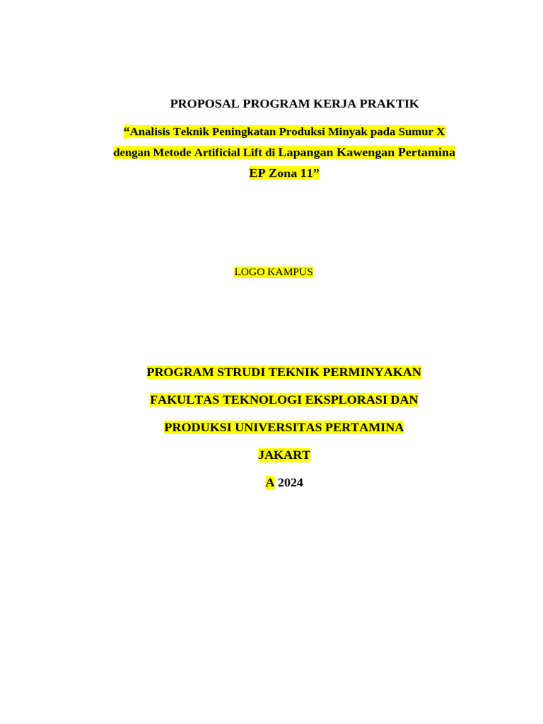1. Proposal Program Kerja Praktik_magang_xxxxxx | PDF