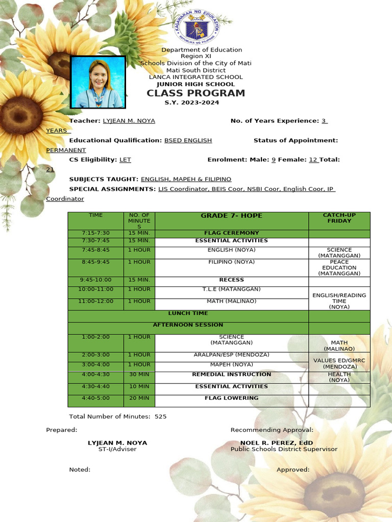 Class Program With Catch Up Friday | PDF