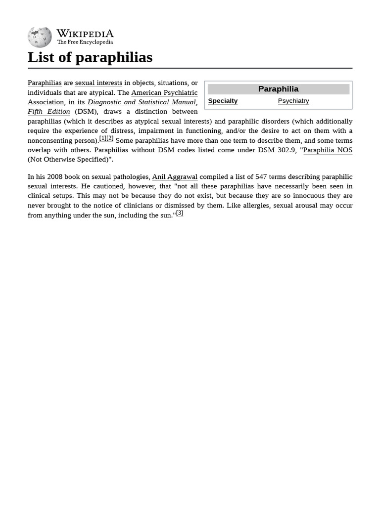 Overview of Paraphilias and Types | PDF | Diagnostic And Statistical ...