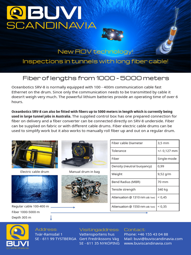 Fiber Cable Oceanbotics Rov Buvi Scandinavia En | PDF