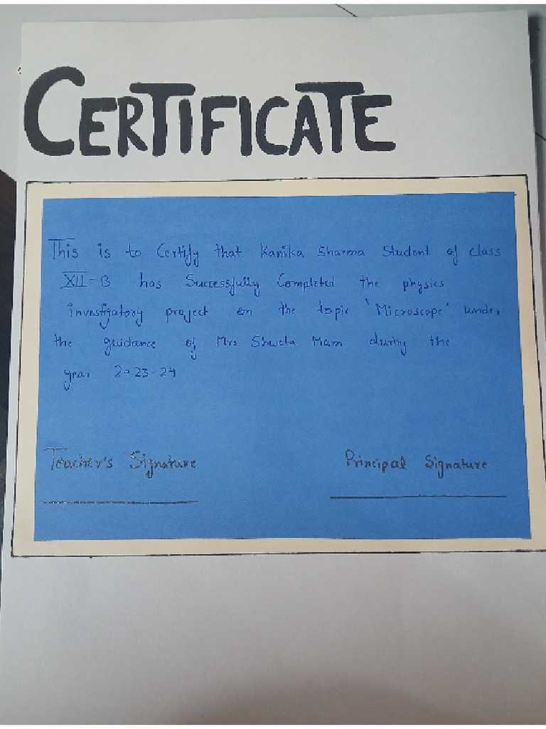 Investigatory Project On Microscope by Kanika | PDF