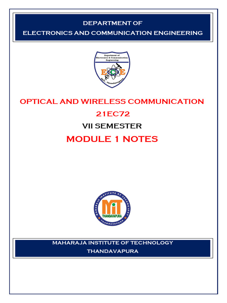 21ec72 Owc Module 1 Notes | PDF | Optical Fiber | Optics
