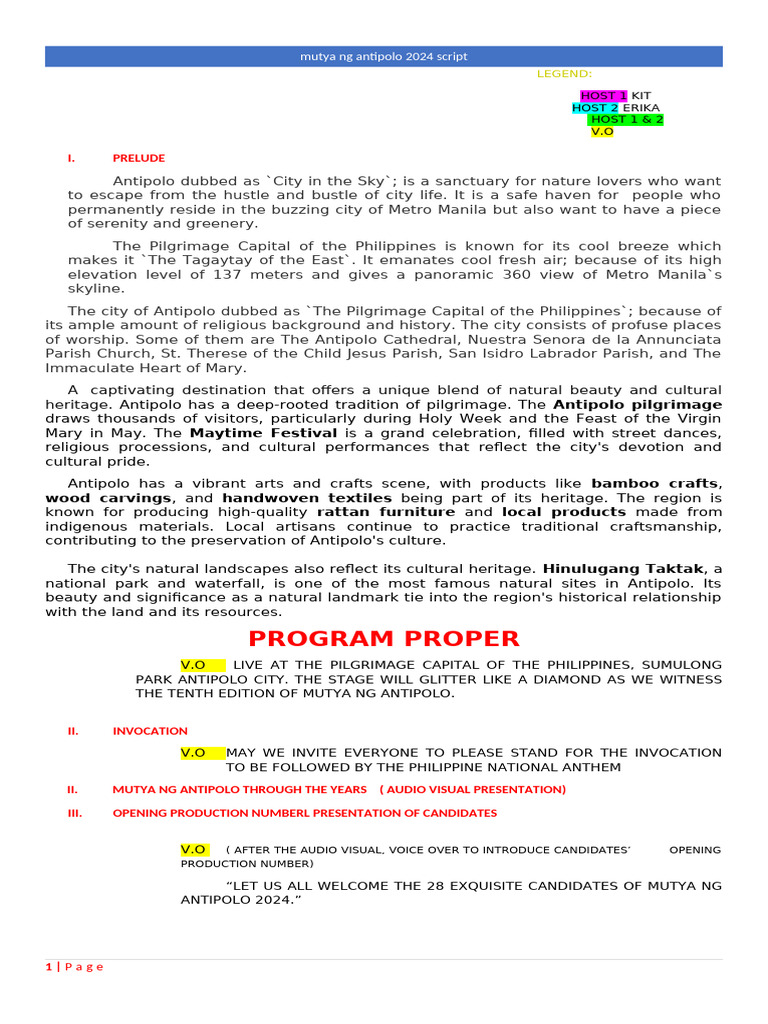 Final Script Mutya NG Antipolo 2024 ( | PDF | Mary, Mother Of Jesus