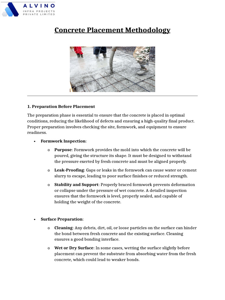 Concrete Placement Methodology | PDF | Concrete | Civil Engineering