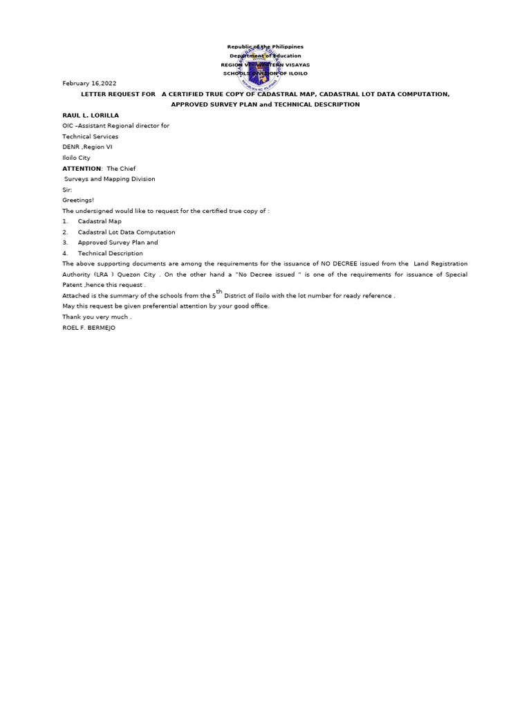 SAMPLE Request For Cad Map and Lot Data Feb 162022 | PDF