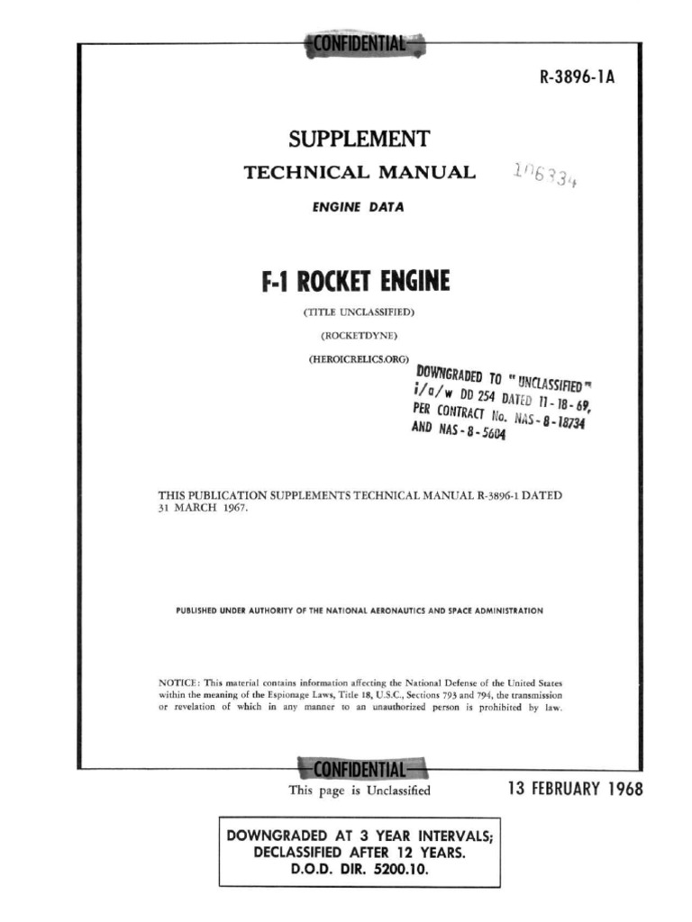 F-1 Rocket Engine Technical Manual Supplement (R-3896-1A) (Medium) | PDF | Washer (Hardware ...