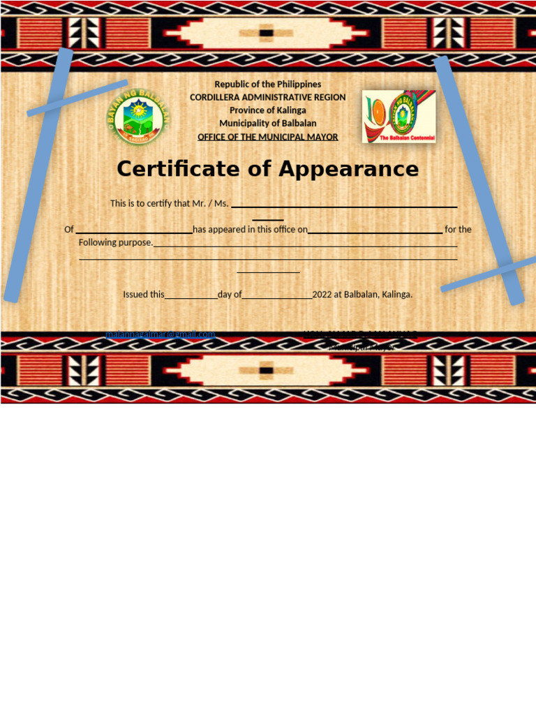 Mayor's Certificate of Appearance | PDF