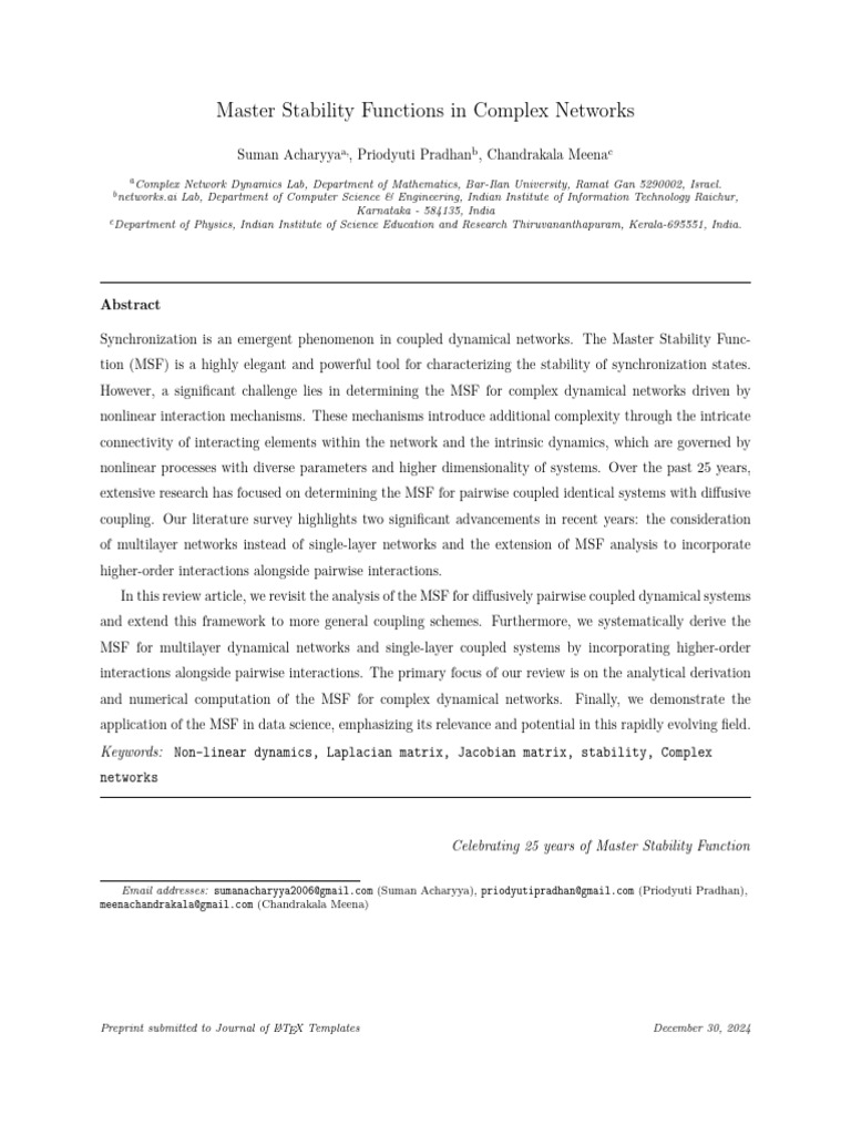 Master Stability | PDF | Stability Theory | Eigenvalues And Eigenvectors