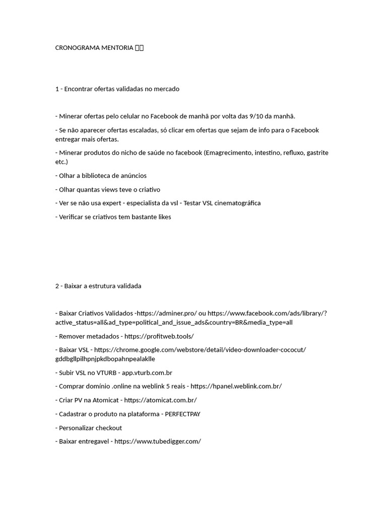 Cronograma Mentoria ?? | PDF