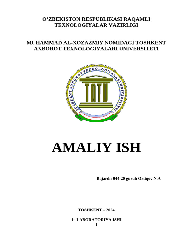 1-Amaliy Ish | PDF