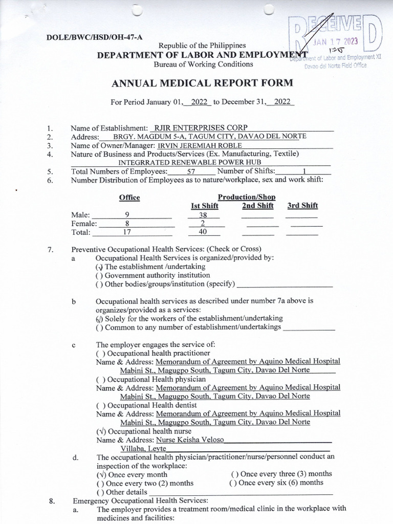 Annual Medical Report | PDF