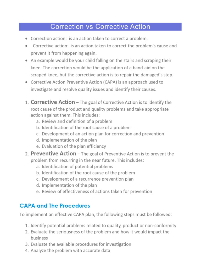 Correction vs Corrective Action Explained | PDF