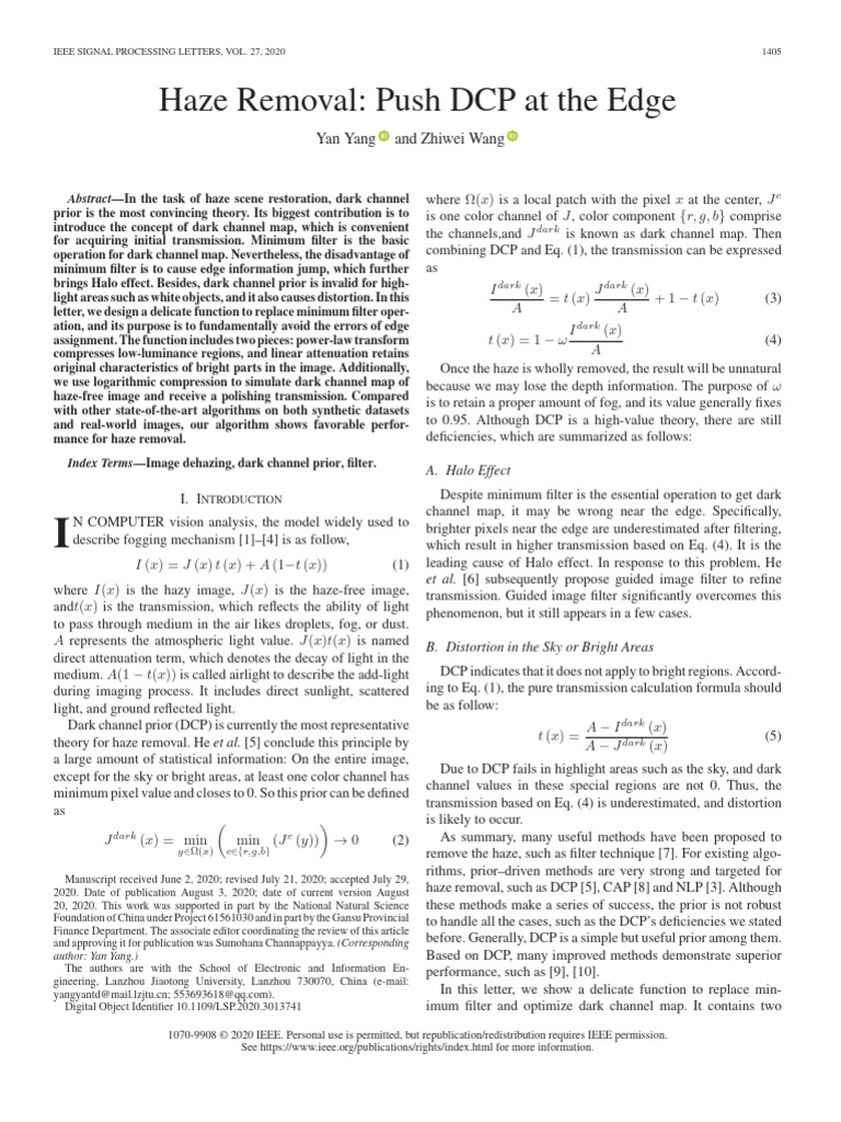 Haze Removal,Push DCP at the Edge | PDF | Filter (Signal Processing) | Applied Mathematics