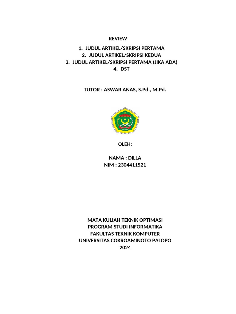 Template Uas Teknik Optimasi | PDF