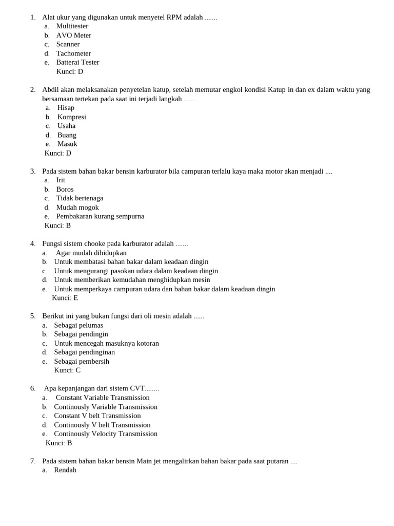 Soal UAS TBSM 2021 | PDF