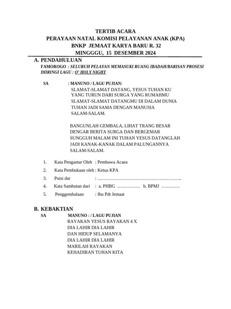 Tata Ibadah NataL KPA | PDF