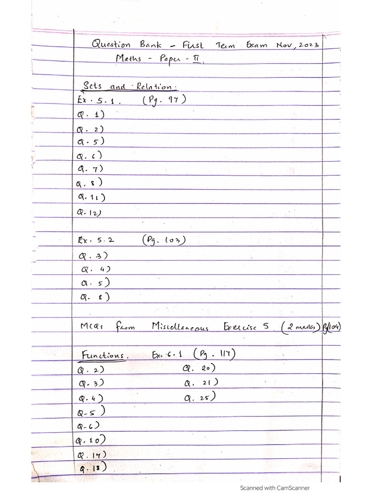 QB Maths Paper II Term Exam | PDF