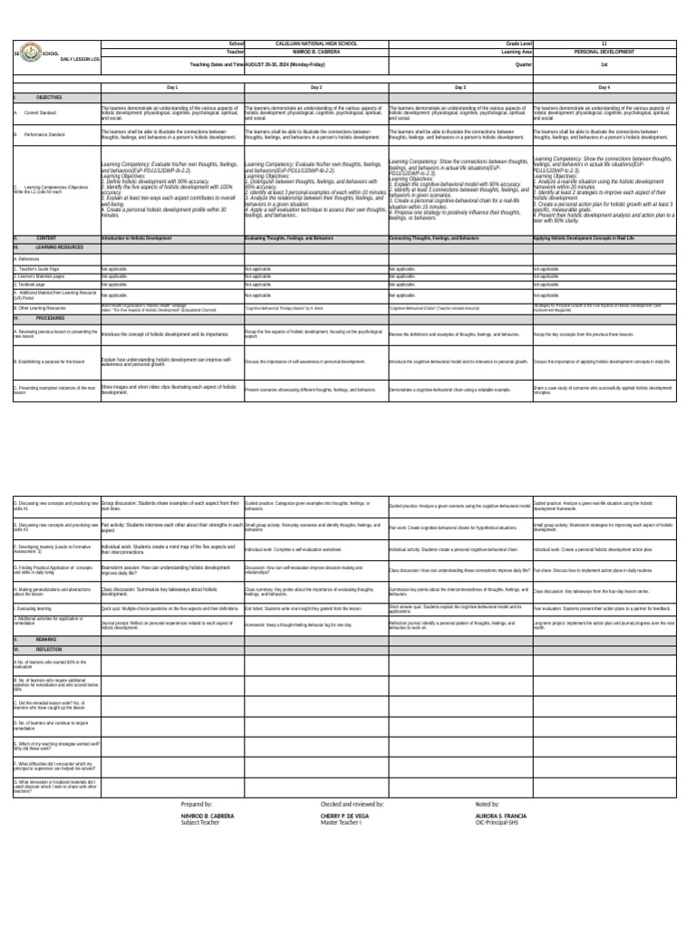 Personal Development 1Q | PDF | Adolescence | Learning