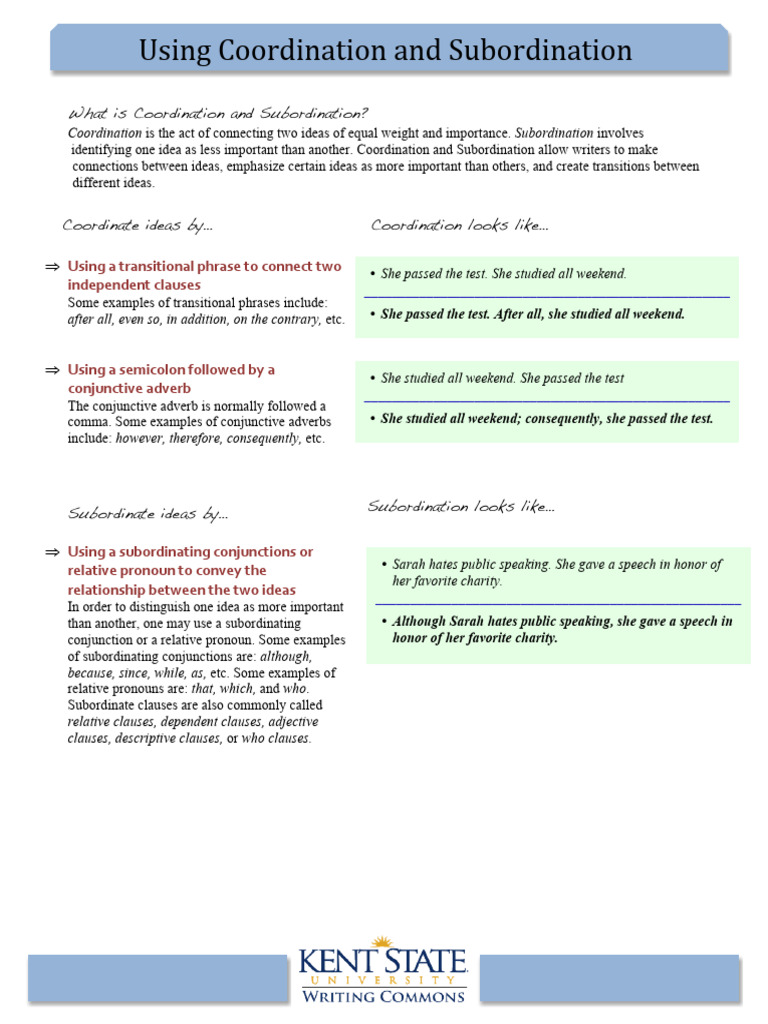 Coordination And Subordination Pdf