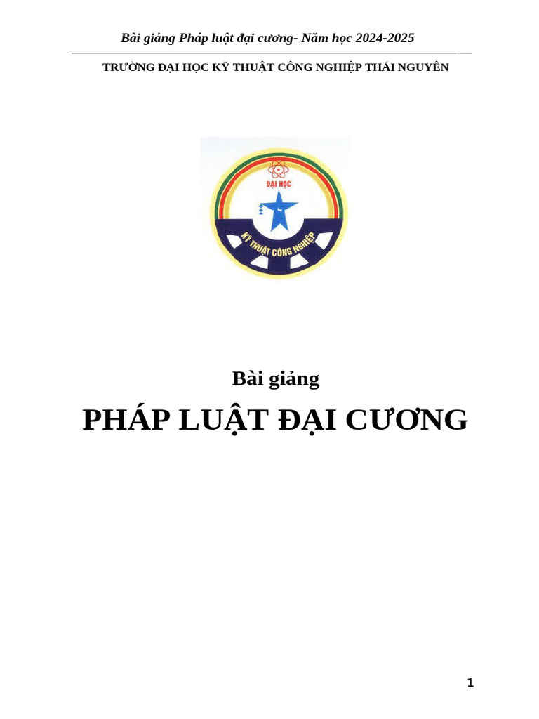 Bai Giang Phap Luat Dai Cuong - 2024 | PDF