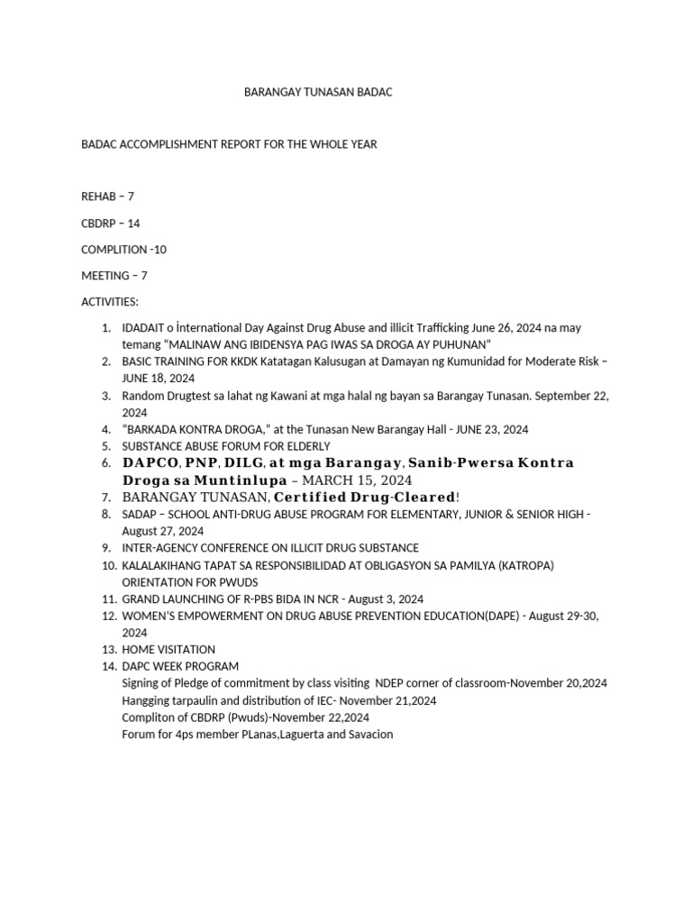 Soba Badac Report March - Sept | PDF