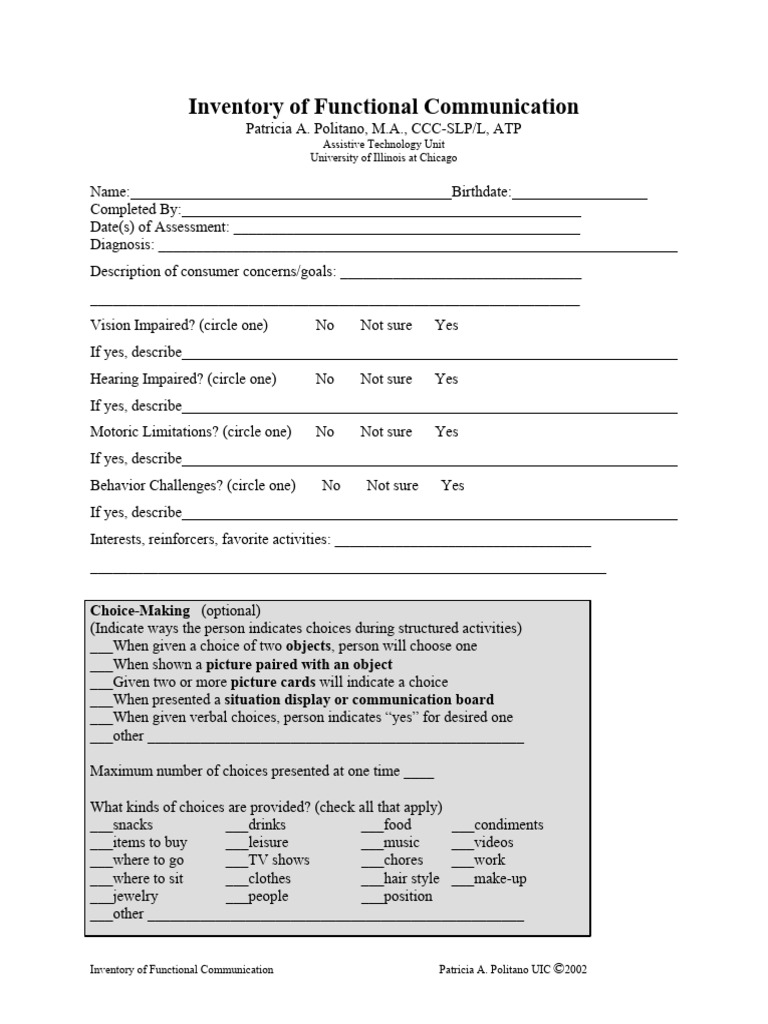 Functional Communication Inventory | PDF | Communication | Gesture