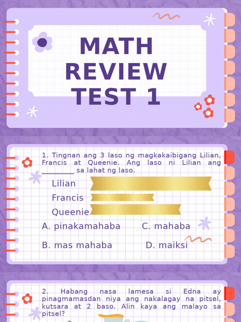 Q2 MATH REVIEW Test 1 1 | PDF