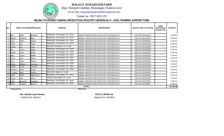 02 Batch 1 - Billing Statement of 50% Training Support Fund (50% Billing) | PDF | Domesticated ...