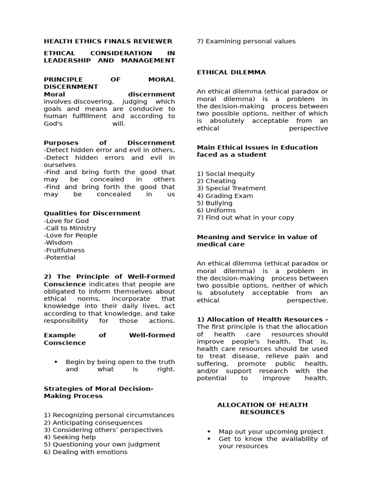 Health Ethics Finals Reviewer | PDF | Nursing | Autonomy