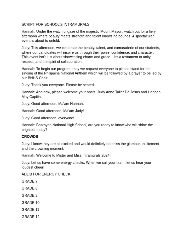 SCRIPT FOR INTRAMS | PDF