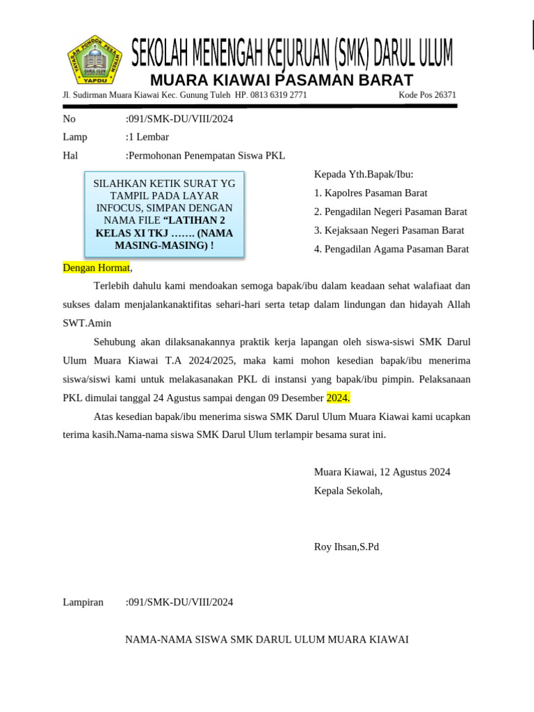 Surat PKL | PDF