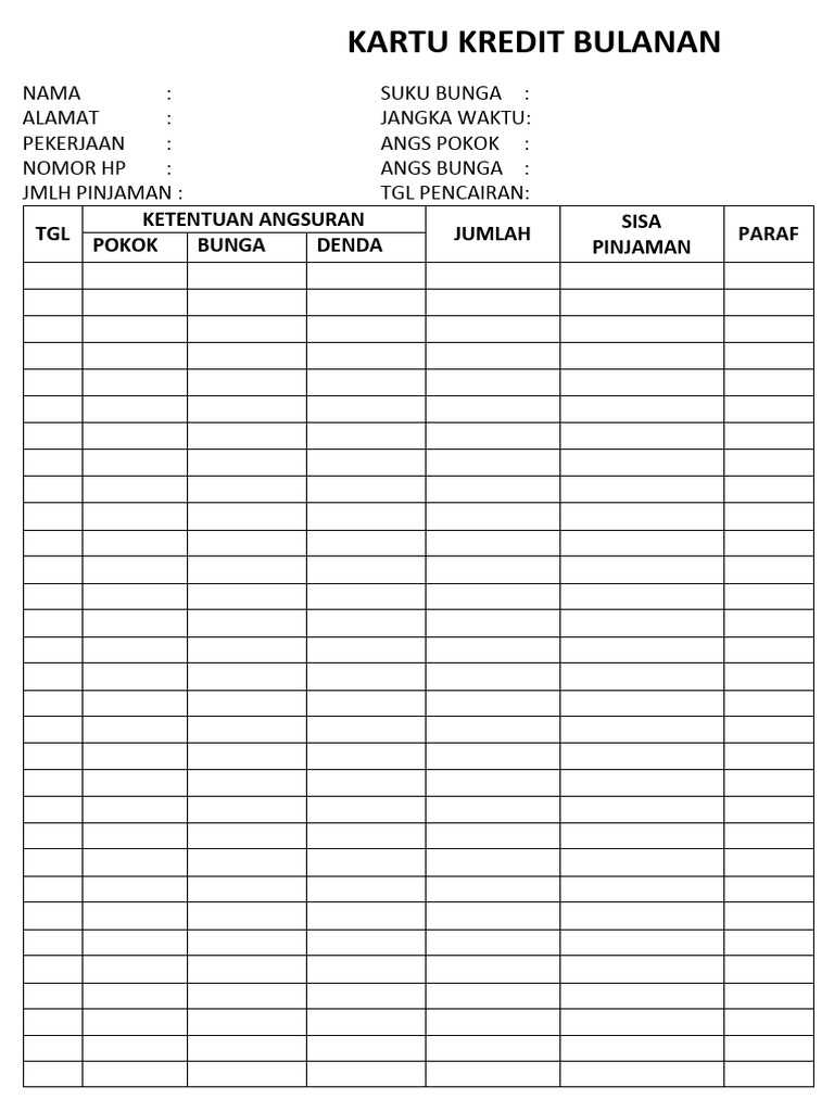KARTU KREDIT BULANAN | PDF