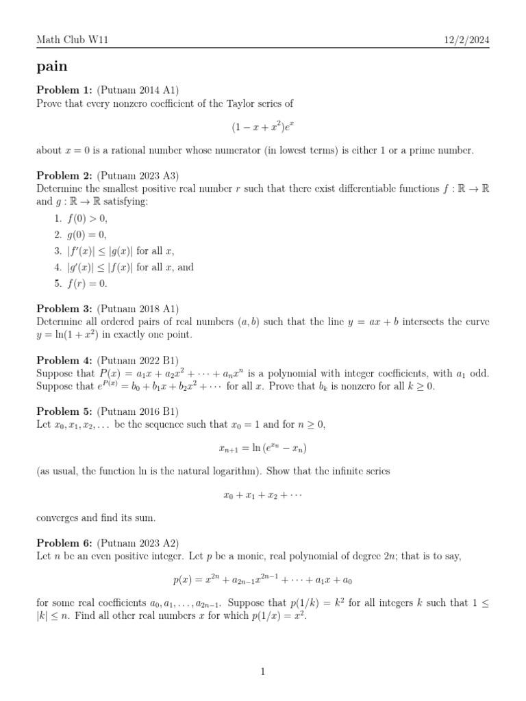 Math Club W11 | PDF