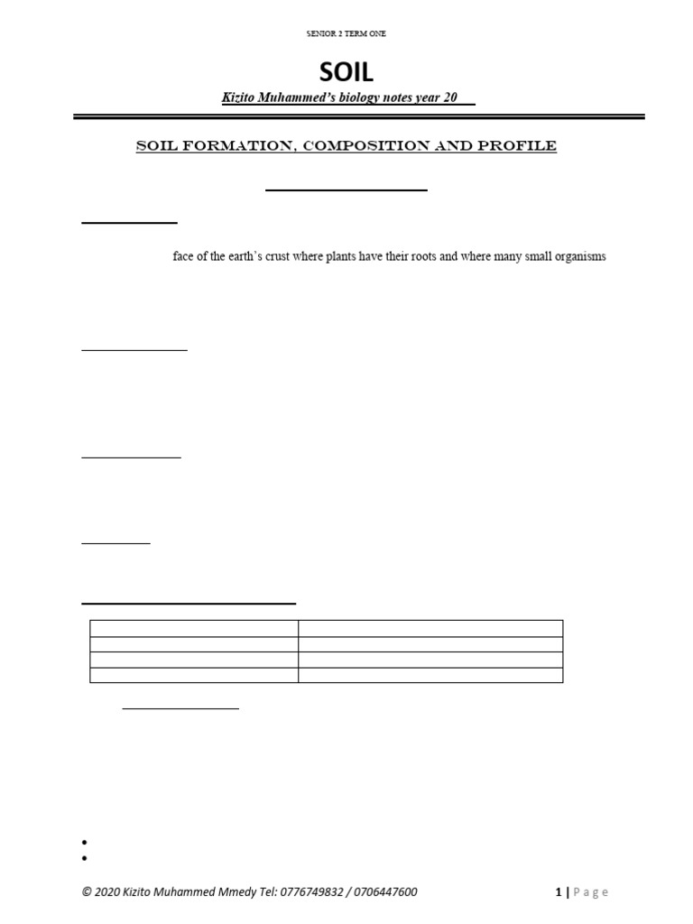 S.2 BIOLOGY NOTES | PDF | Soil | Weathering