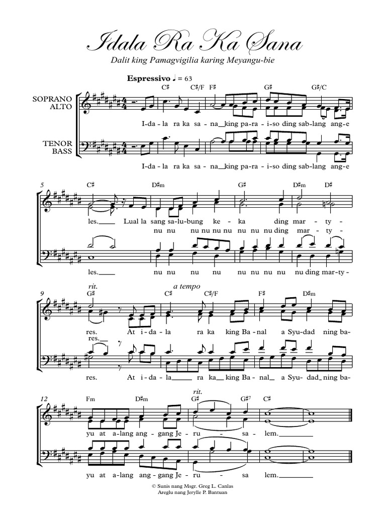 Idala Ra Ka Sana (Canlas-Bantuan) - Full Score | PDF