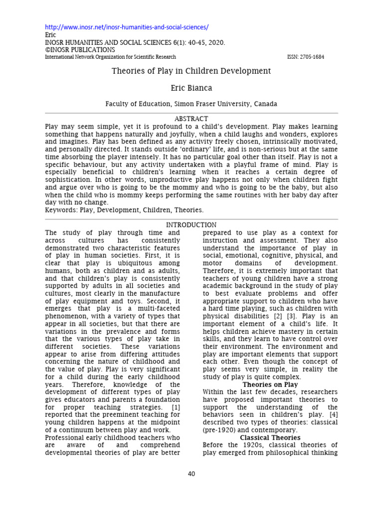 theories of play | PDF | Theory | Thought