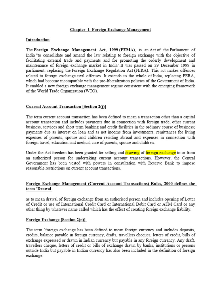Overview of FEMA 1999 Regulations | PDF | Reserve Bank Of India ...
