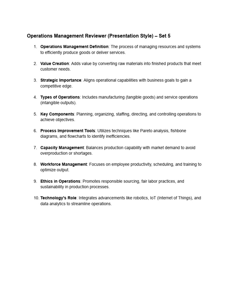 Operations Management Overview: Key Concepts | PDF