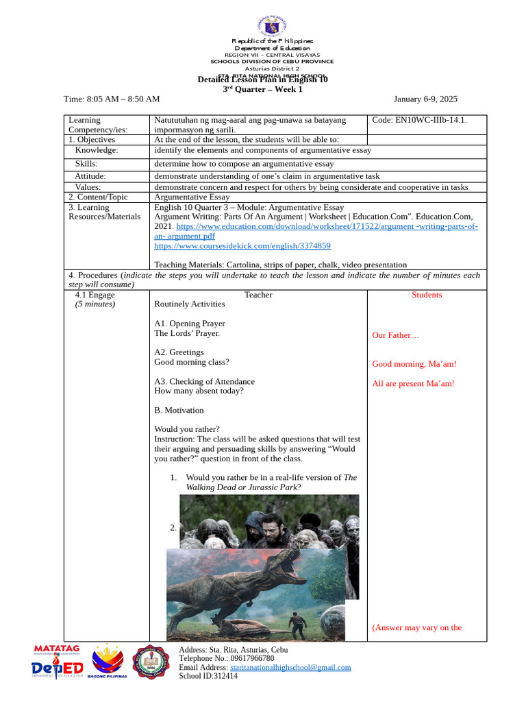 ESP 3 | PDF | Essays | Argument