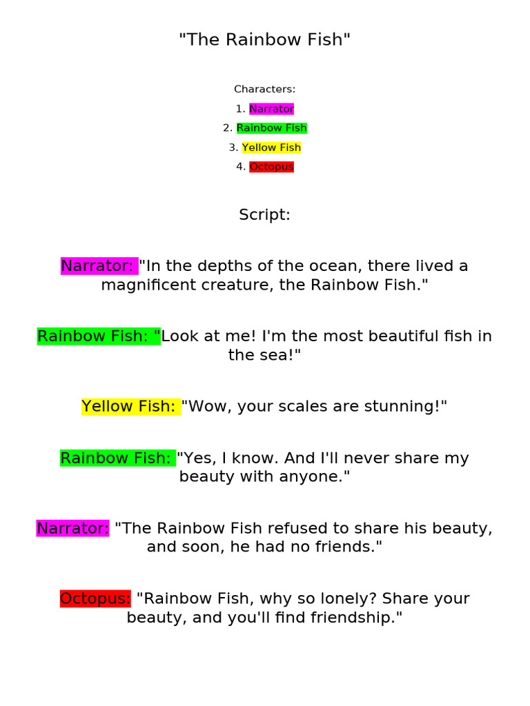 The Rainbow Fish | PDF