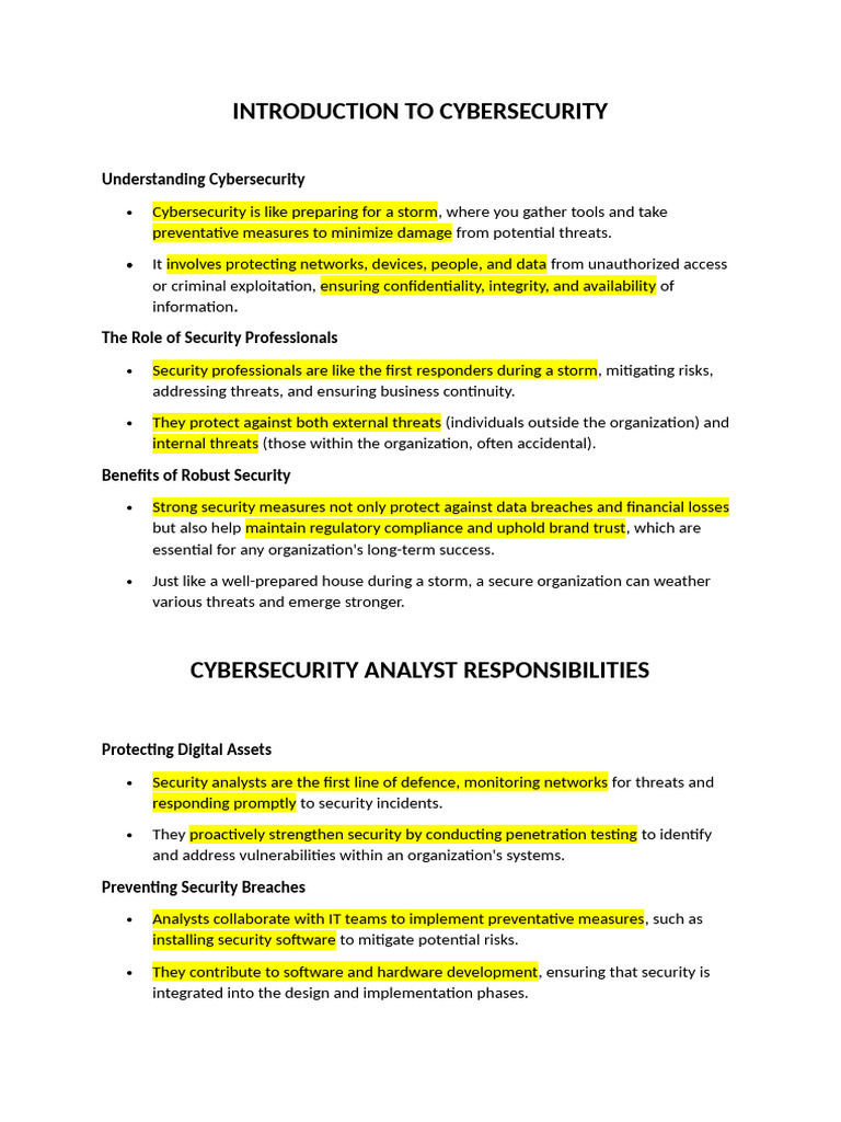 1 - Introduction To Cybersecurity | PDF | Security | Computer Security