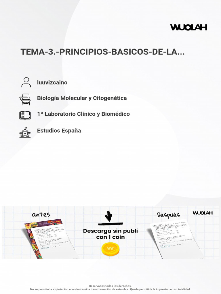 Wuolah Free TEMA 3. PRINCIPIOS BASICOS DE LA CITOGENETICA | PDF | Mitosis | Cromosoma