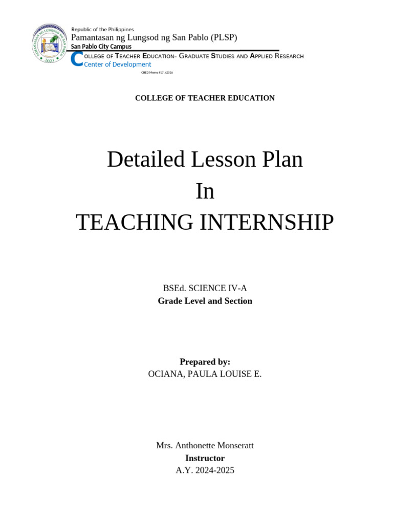 CMB - DETAILED LESSON PLAN - Banayo, R. - BSED-SCI. - III-A! | PDF ...