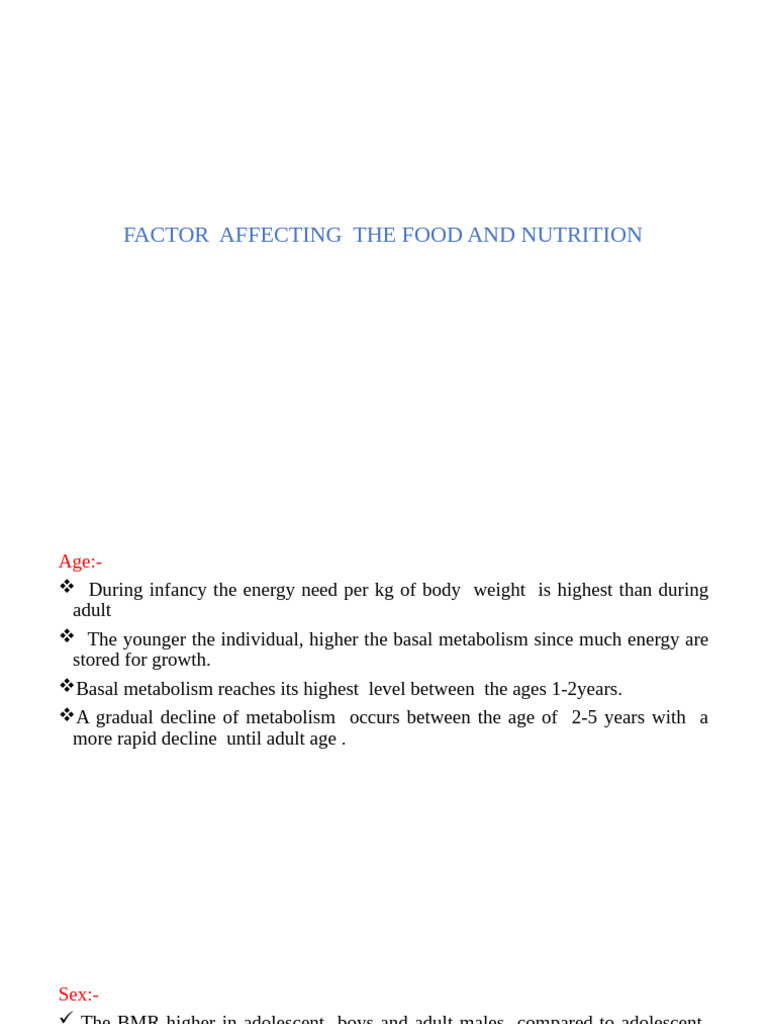 Factors Influencing Food and Nutrition | PDF